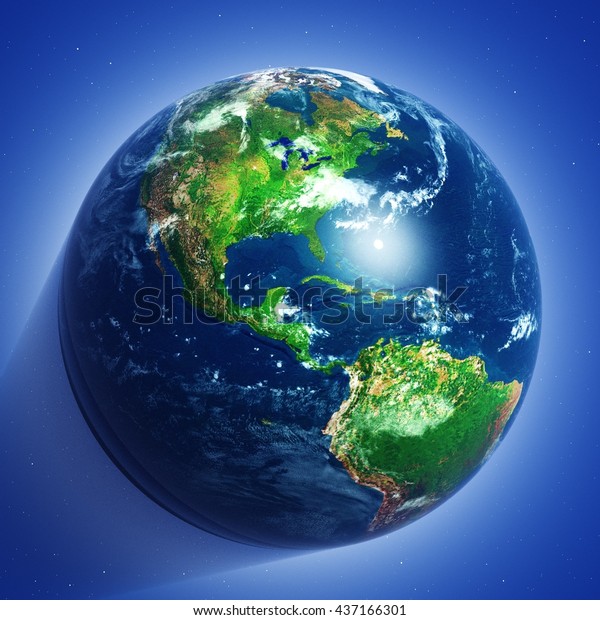 Beautiful Planet Earth Closeup 3d Rendering Stock Illustration 437166301