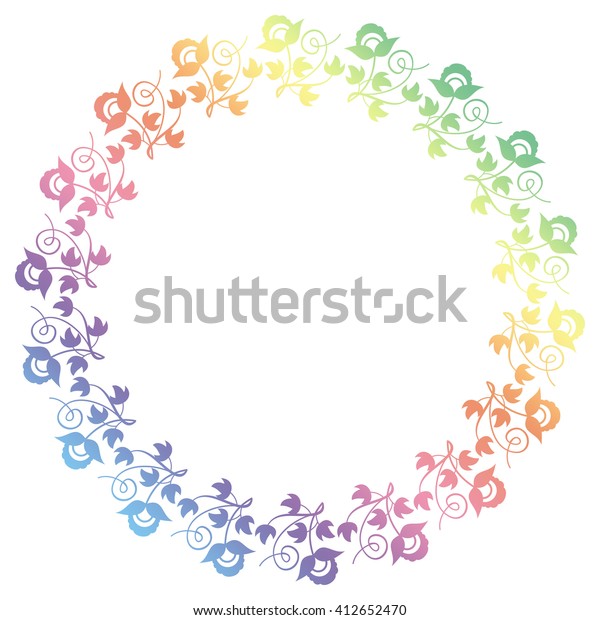 Beautiful raster round frame with gradient filled. Color elegant flower ...