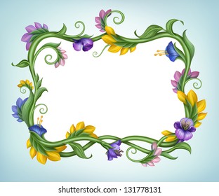 Beautiful Rectangle Spring Flower Frame Banner Stock Illustration ...