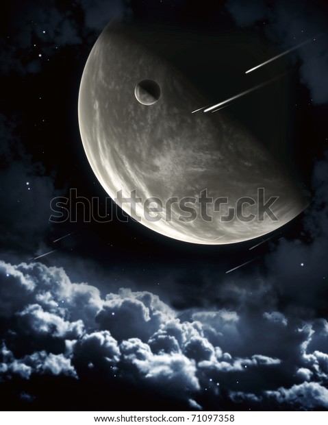 Beautiful Space Scene Planets Nebula Stock Illustration 71097358 ...