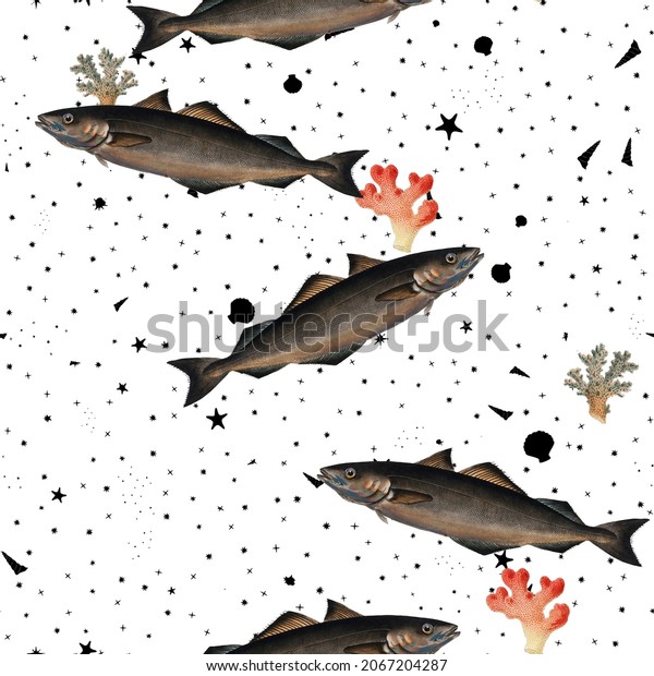 Beautiful Stunning Repeated Pattern Oceanic Creatures Stock ...