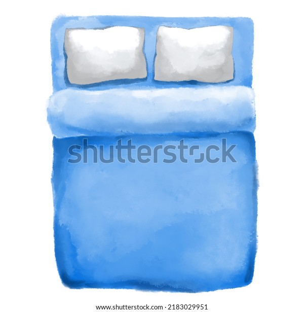 Bed Top View Plan Drawing Layout: стоковая иллюстрация, 2183029951 ...