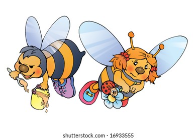 Cartoon Mosquito Bee Playing Guitar Tambourine Stock Vector (Royalty ...