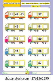 Before After Number Math Lesson Worksheets Stock Illustration 1761561362