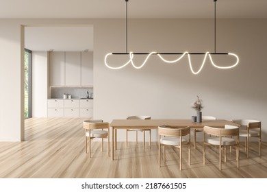 Beige Kitchen Interior Dining Table Chairs Stock Illustration ...