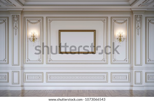 Beige Wall Panels Classical Style Gilding Stock Illustration 1073066543 ...