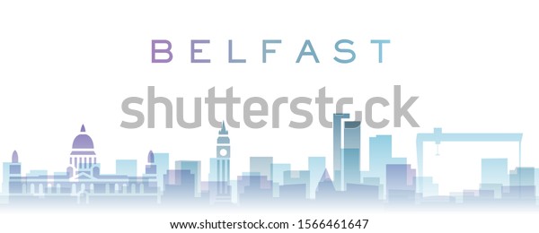 Belfast Transparent Layers Gradient Landmarks Skyline Stock ...