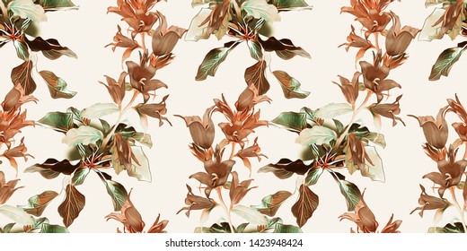 Bell Flowers Seamless Pattern Design Floral: ilustrações stock ...