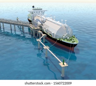 Berth Tanker Ship Loading Arms 3drendering Stock Illustration ...