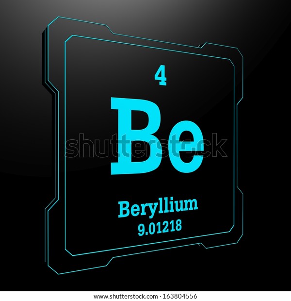 Beryllium Element Periodic Table On Black Stock Illustration 163804556 ...