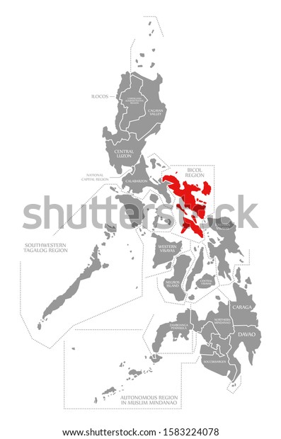 Bicol Region Red Highlighted Map Philippines Stock Illustration ...