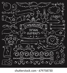 Big Collection Chalkboard Decorative Elements Hand Stock Illustration ...