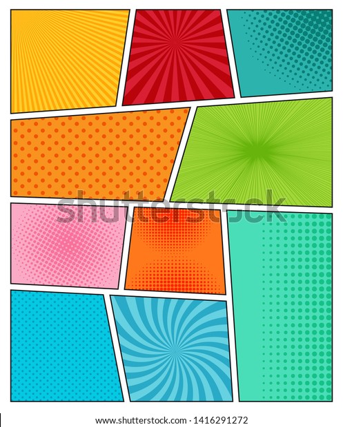 Big Set Comic Book Backgrounds Radial Stock Illustration 1416291272 ...