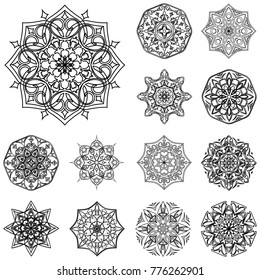 Big Set Decorative Elements Mandalaraster Version Stock Illustration ...