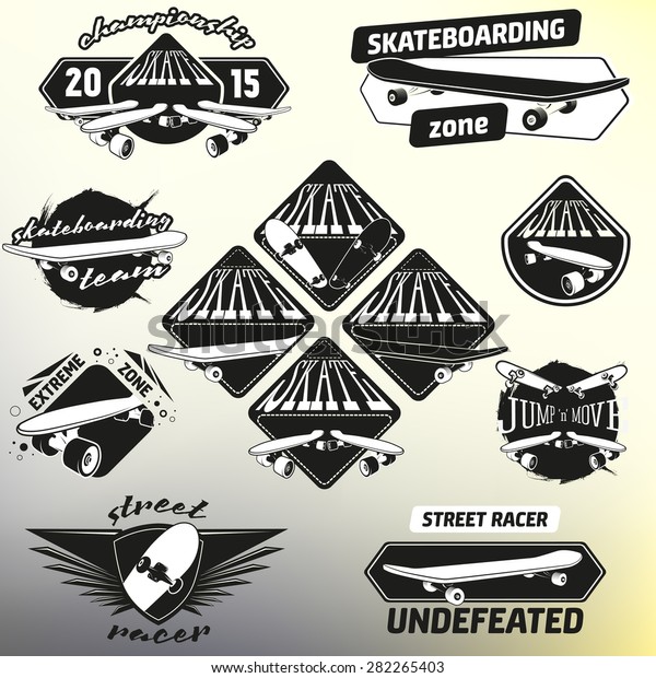 Big Set Different Skateboard Labels Emblems Stock Illustration ...