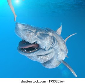 Big Shark Chasing Man Stock Illustration 193328564 | Shutterstock