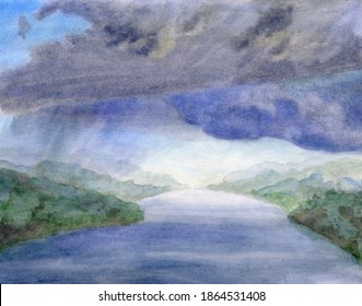 184 Rain over the river Stock Illustrations, Images & Vectors ...