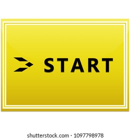 Big Yellow Button Start Arrow Rectangular: ilustración de stock ...