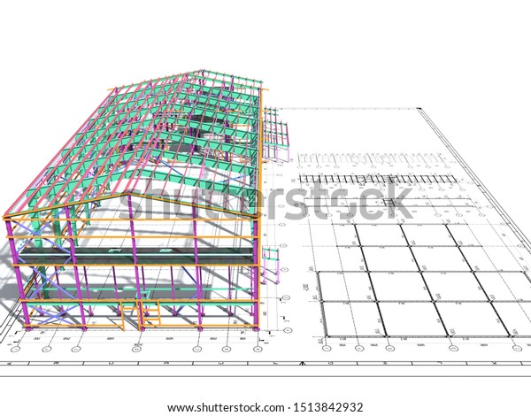 Bim Building Model Columns Beams Ties Stock Illustration 1513842932