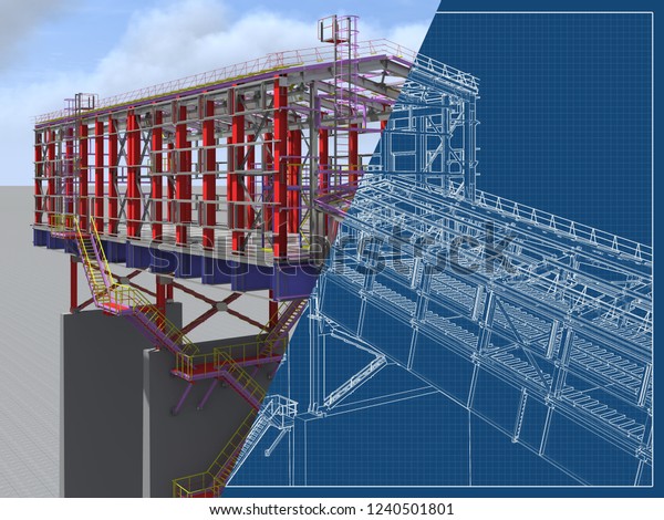 Bim Model 3d Structure Building Steel Stock Illustration 1240501801 ...