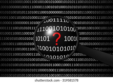 Binary Code Question Mark Magnifying Lens Stock Illustration 502639162