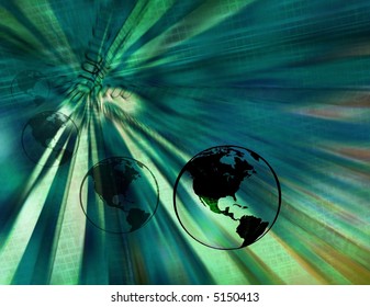 Binary Earth Globe Abstract Green Background Stock Illustration 5150413 ...