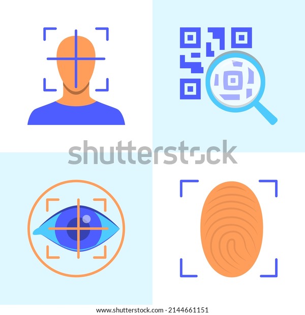 Biometric Scan Qr Code Icon Set 库存插图 2144661151 | Shutterstock