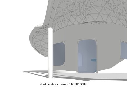 Bionic Architecture 3d Rendering Sketch Stock Illustration 2101810318