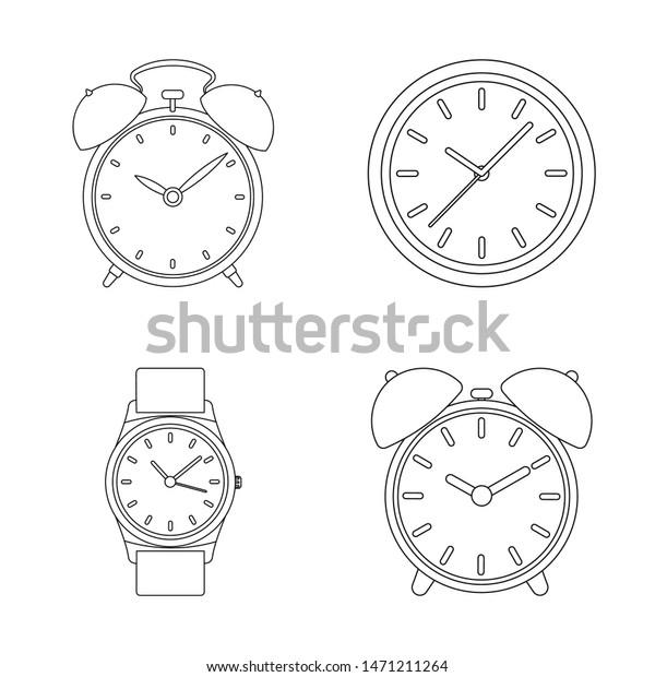 Bitmap Design Time Hour Sign Set Stock Illustration 1471211264