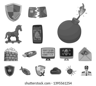 Bitmap Design Virus Secure Icon Collection Stock Illustration ...
