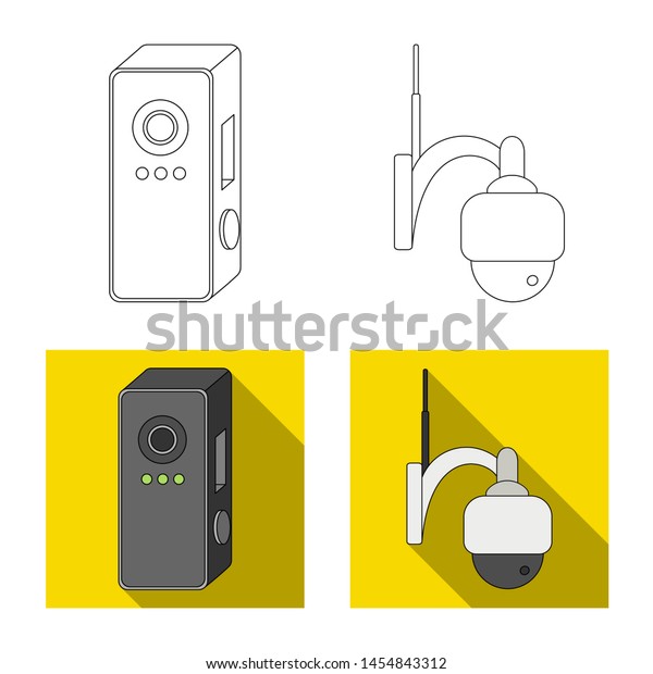 Bitmap Illustration Cctv Camera Icon Collection Stock Illustration ...