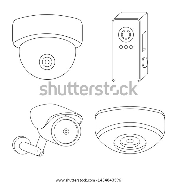 Bitmap Illustration Cctv Camera Icon Collection Stock Illustration ...