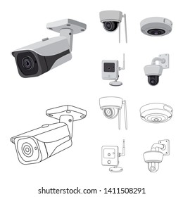 Bitmap Illustration Cctv Camera Logo Collection Stock Illustration ...