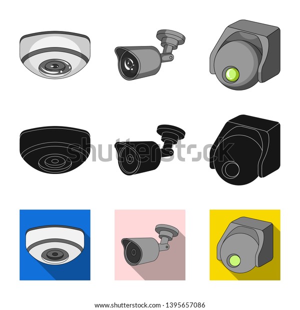 Bitmap Illustration Cctv Camera Sign Set Stock Illustration 1395657086 ...