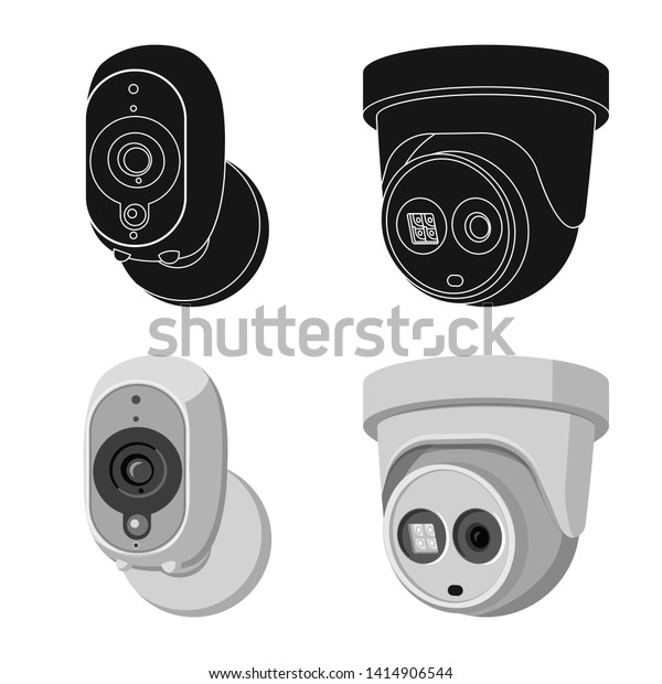 Bitmap Illustration Cctv Camera Sign Set Stock Illustration 1414906544 ...