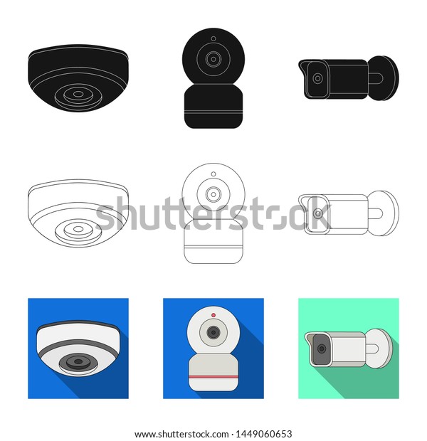 Bitmap Illustration Cctv Camera Sign Set Stock Illustration 1449060653 ...