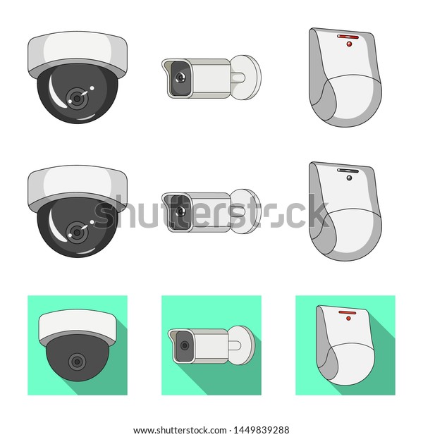 Bitmap Illustration Cctv Camera Sign Collection Stock Illustration ...