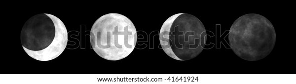 Bitmap Illustration Four Main Moon Phases Stock Illustration 41641924