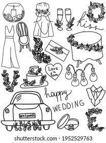 Bitmap Image Outline Wedding Set Elements Stock Illustration 1952529763 ...