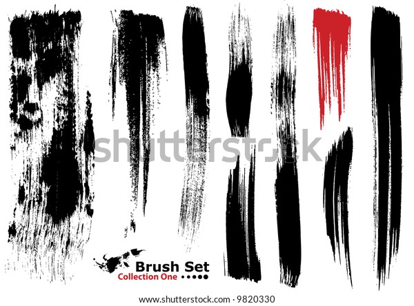 Bitmap Organic Paint Brushes Strokes Different Stock Illustration 9820330