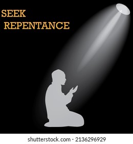 Black Background Repenting Man Stock Illustration 2136296929 | Shutterstock