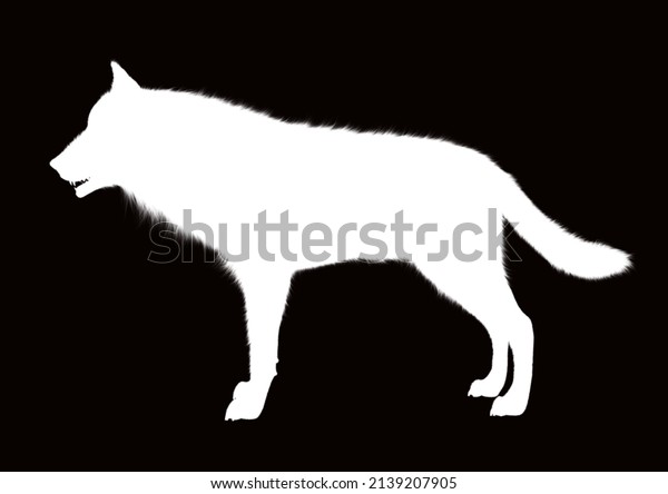 Black Background White Silhouette Wolf Stock Illustration 2139207905 ...