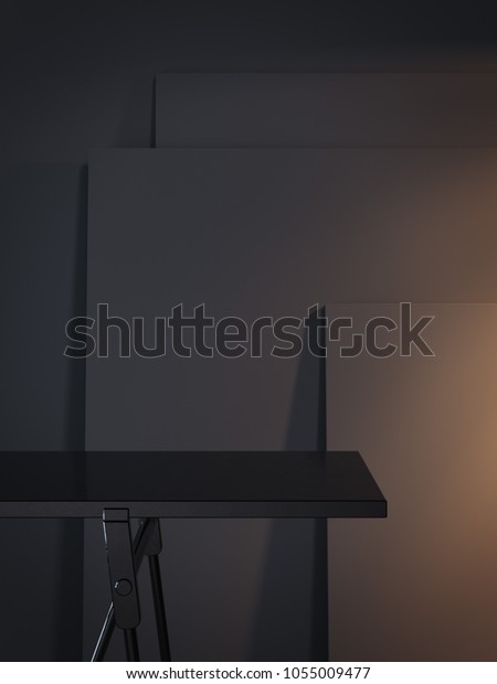 Black Empty Table Three Dark Blank Stock Illustration 1055009477 ...