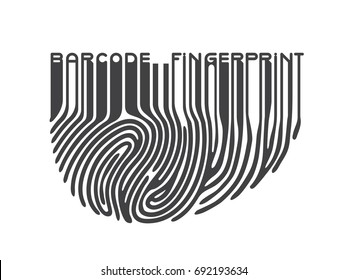Vektor Stok Black Fingerprint Barcode Logo Concept Union (Tanpa Royalti ...