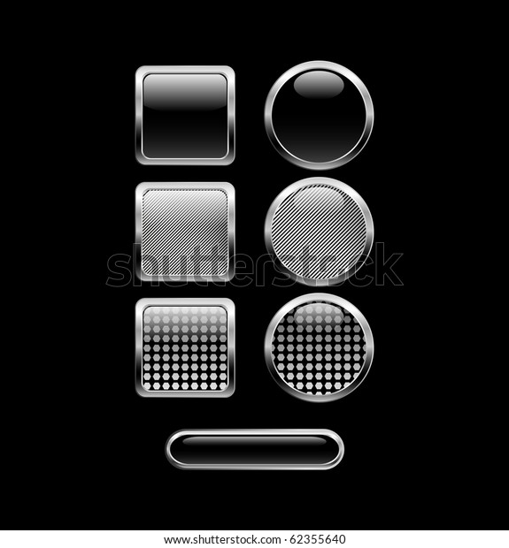 Black Glossy Web Buttons Stock Illustration 62355640 | Shutterstock