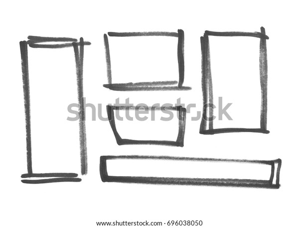 Black Marker Rectangle Drawings Isolated On Stock Illustration ...
