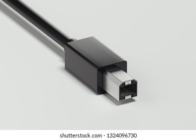 Black Realistic Usb Mini Cable Isolated Stock Illustration 1324096709