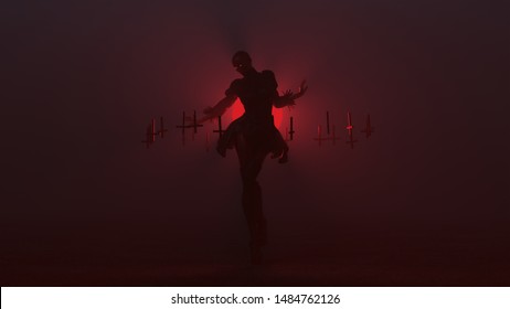 Black Seductive Vampire Devil Floating Futuristic Stock Illustration ...
