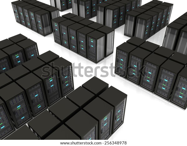 Black Server Racks Stand Rows On Stock Illustration 256348978 ...