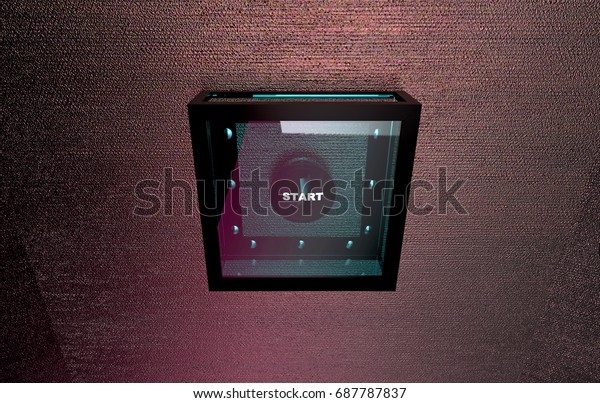 Black Start Button Armored Box3d Illustration Stock Illustration ...